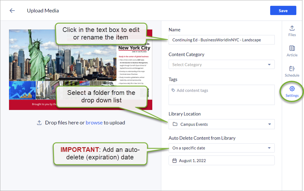 Upload Content to the Appspace Library | IT@Cornell